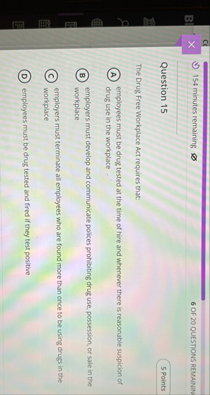 Solved 154 ﻿minutes remaining6 ﻿OF 20 ﻿QUESTIONS | Chegg.com