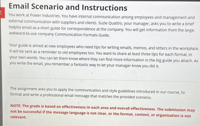 Email Scenario and Instructions You work at Power | Chegg.com