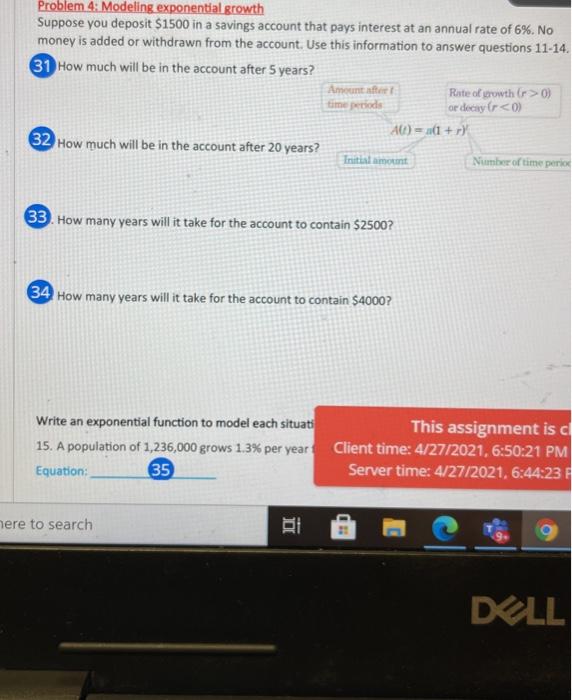 Solved Problem 4: Modeling exponential growth Suppose you | Chegg.com