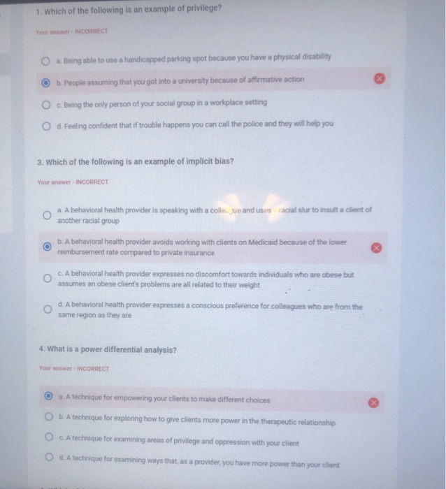 Solved 1. Which of the following is an example of privilege? | Chegg.com