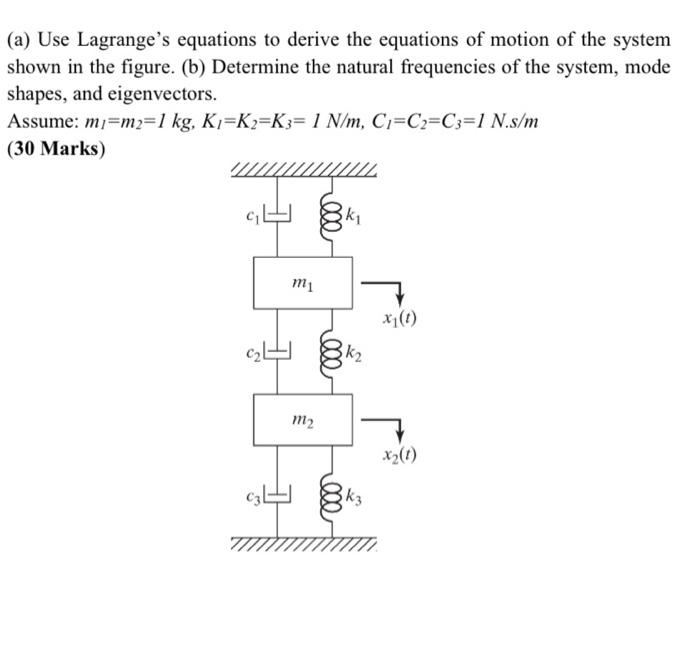 Solved A Use Lagranges Equations To Derive The Equations