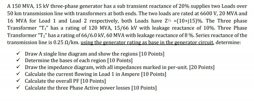 Solved A 150 MVA, 15 kV three-phase generator has a sub | Chegg.com