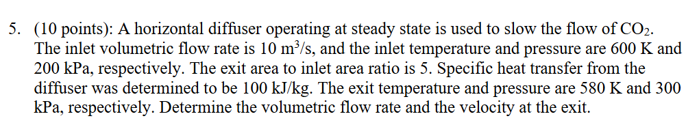 Solved A horizontal diffuser operating at steady state is | Chegg.com