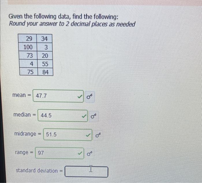 Solved Given the following data, find the following: Round | Chegg.com