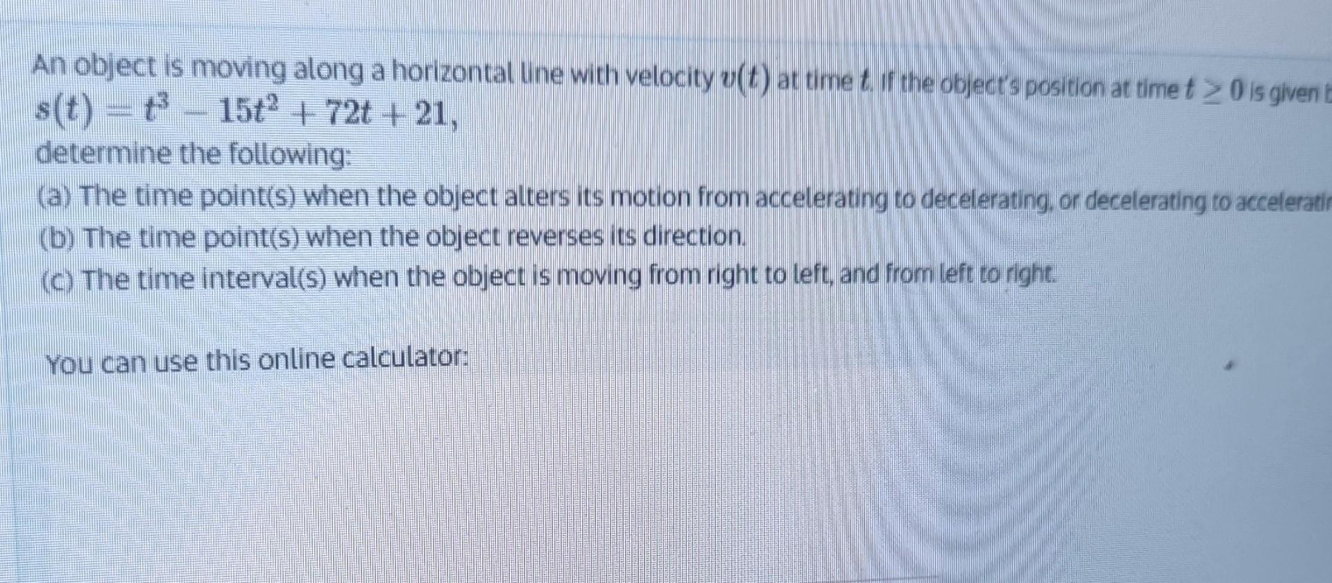 Solved An object is moving along a horizontal tine with | Chegg.com