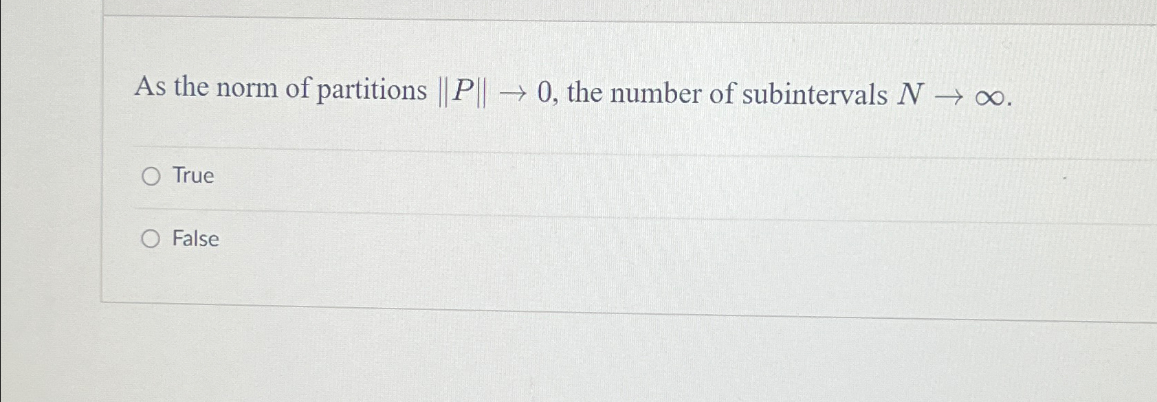 Solved As the norm of partitions ||P||→0, ﻿the number of | Chegg.com