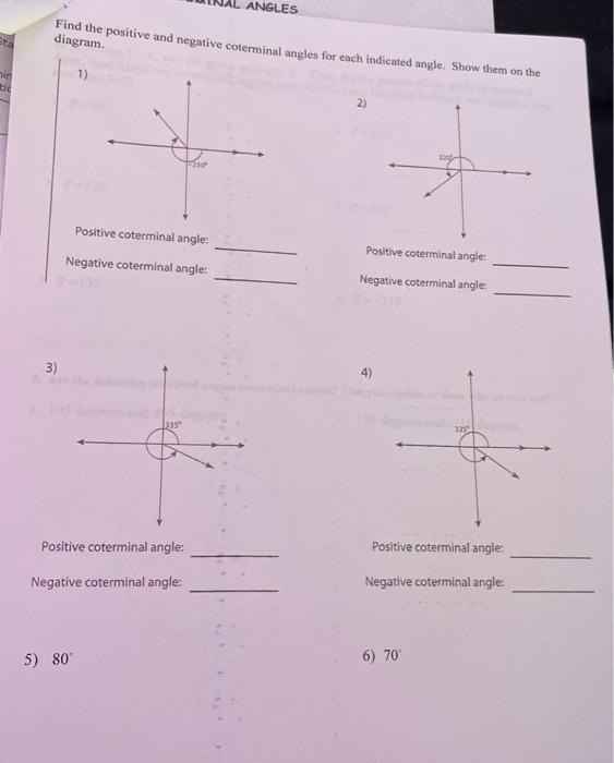 Solved ANGLES Find the positive and negative coterminal | Chegg.com