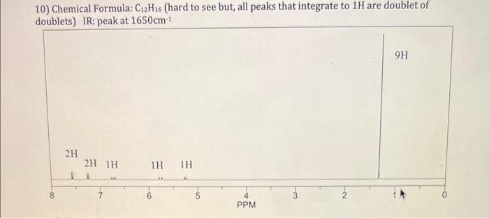 Solved 10) Chemical Formula: C12H16 (hard to see but, all | Chegg.com
