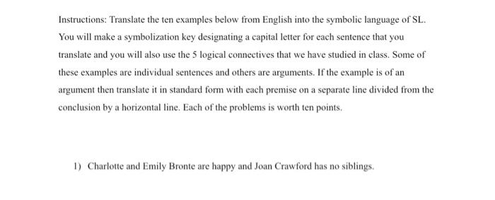 Instructions: Translate the ten examples below from | Chegg.com