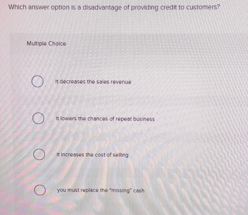 Solved Which answer option is a disadvantage of providing | Chegg.com