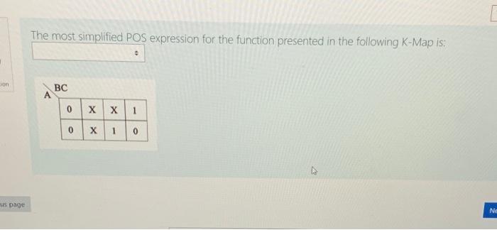 Solved The most simplified POS expression for the function | Chegg.com