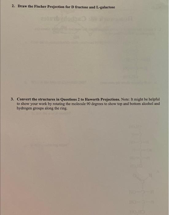 Solved 2. Draw the Fischer Projection for D fructose and | Chegg.com
