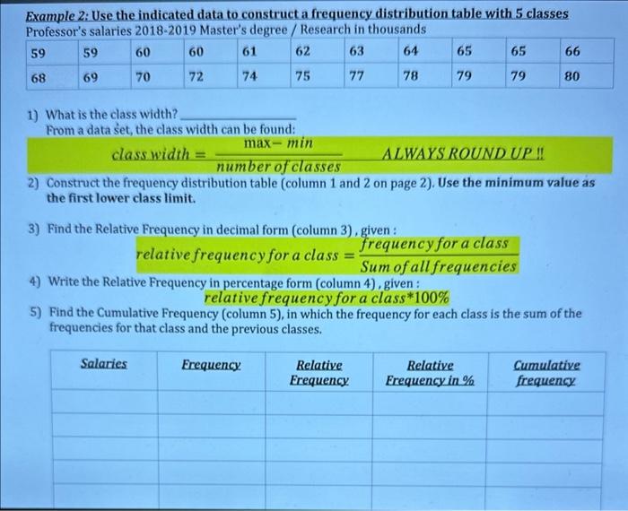 Solved Example 2: Use the indicated data to construct a | Chegg.com