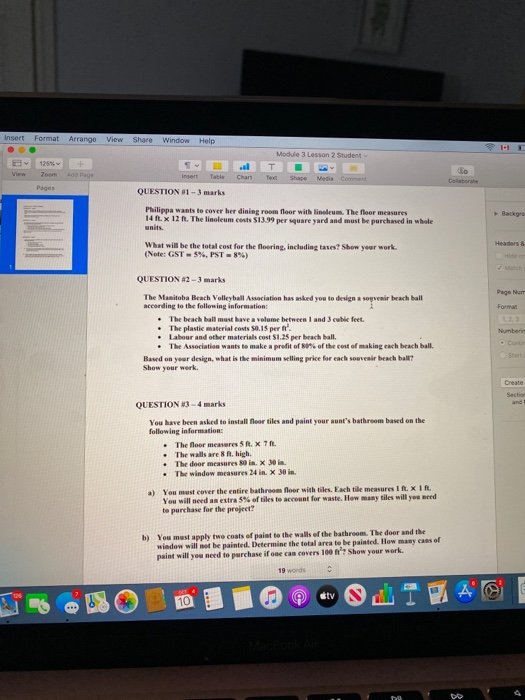Solved Insert Format Arrange View Share Window Help Module 3 | Chegg.com