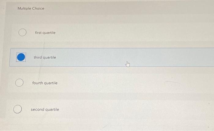 Solved Multiple Choice first quartile third quartile fourth | Chegg.com