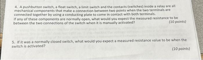 Solved 4. A pushbutton switch, a float switch, a limit | Chegg.com
