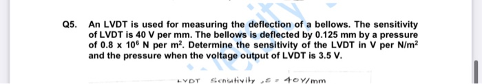 Solved Q5. An LVDT is used for measuring the deflection of a | Chegg.com