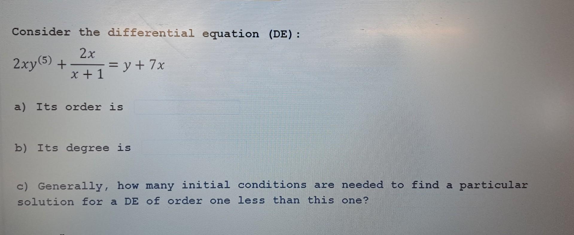 Solved Consider the differential equation (DE) : | Chegg.com