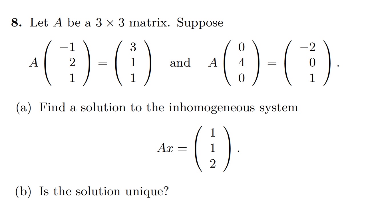 Solved Let A ﻿be a 3×3 ﻿matrix. | Chegg.com