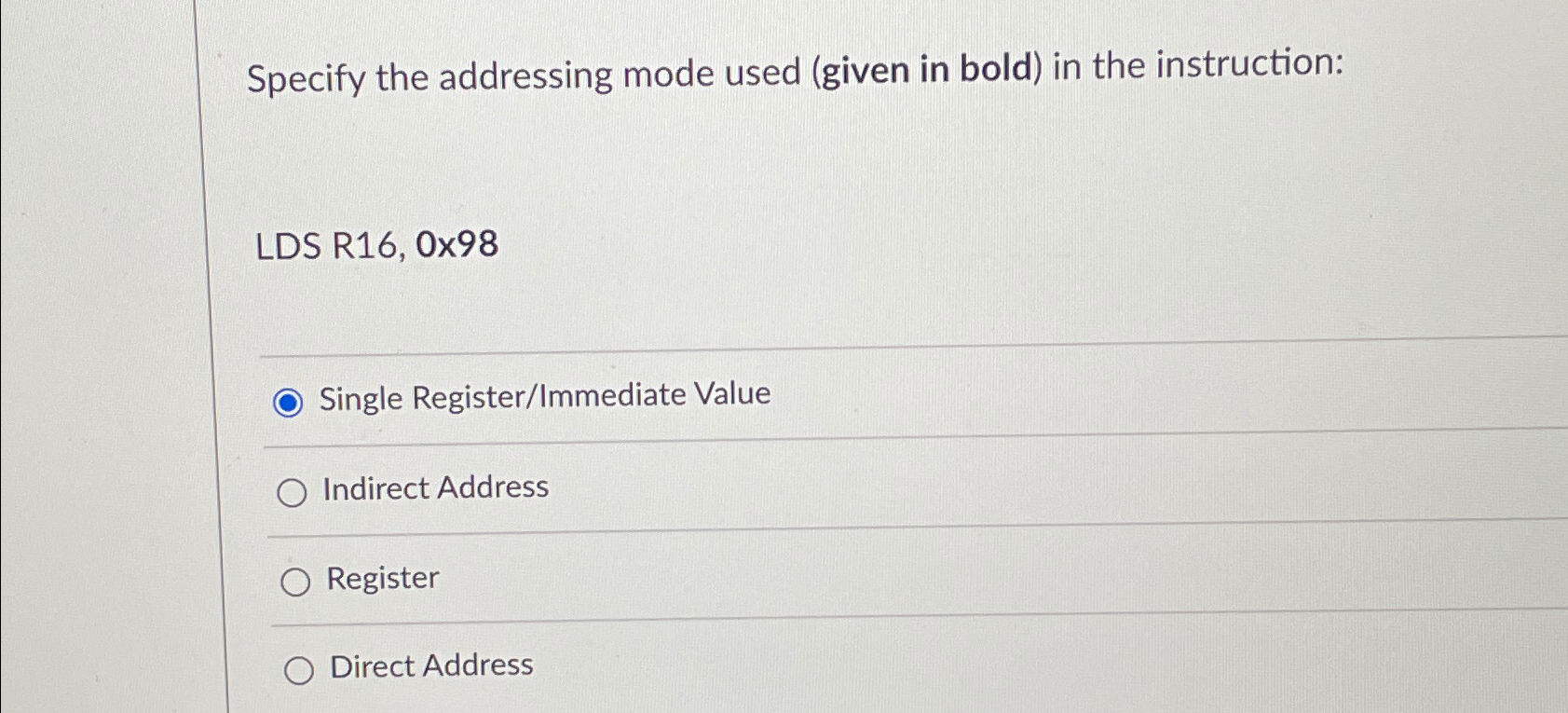 Solved Specify the addressing mode used (given in bold) ﻿in | Chegg.com