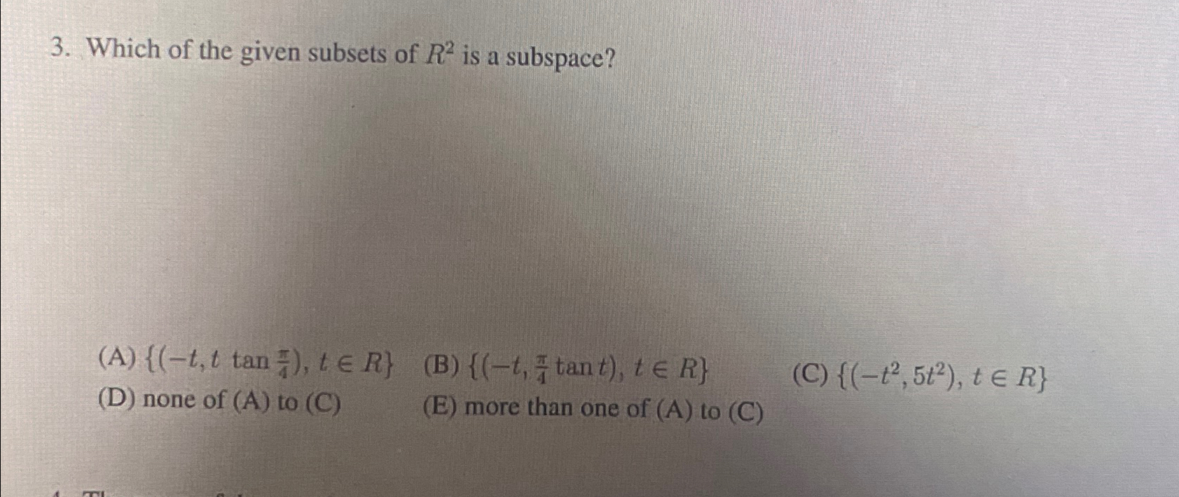 Solved Which of the given subsets of R2 ﻿is a | Chegg.com