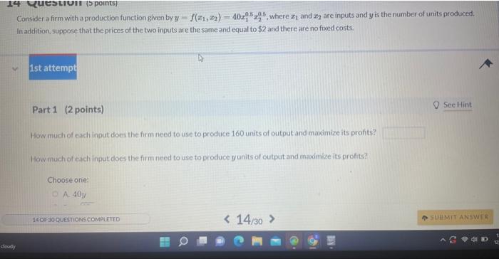 Solved Consider a firm with a production function given by | Chegg.com
