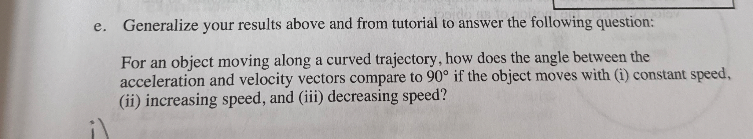 Solved e. ﻿Generalize your results above and from tutorial | Chegg.com