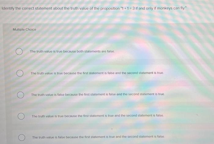 Solved Identify the correct statement about the truth value | Chegg.com
