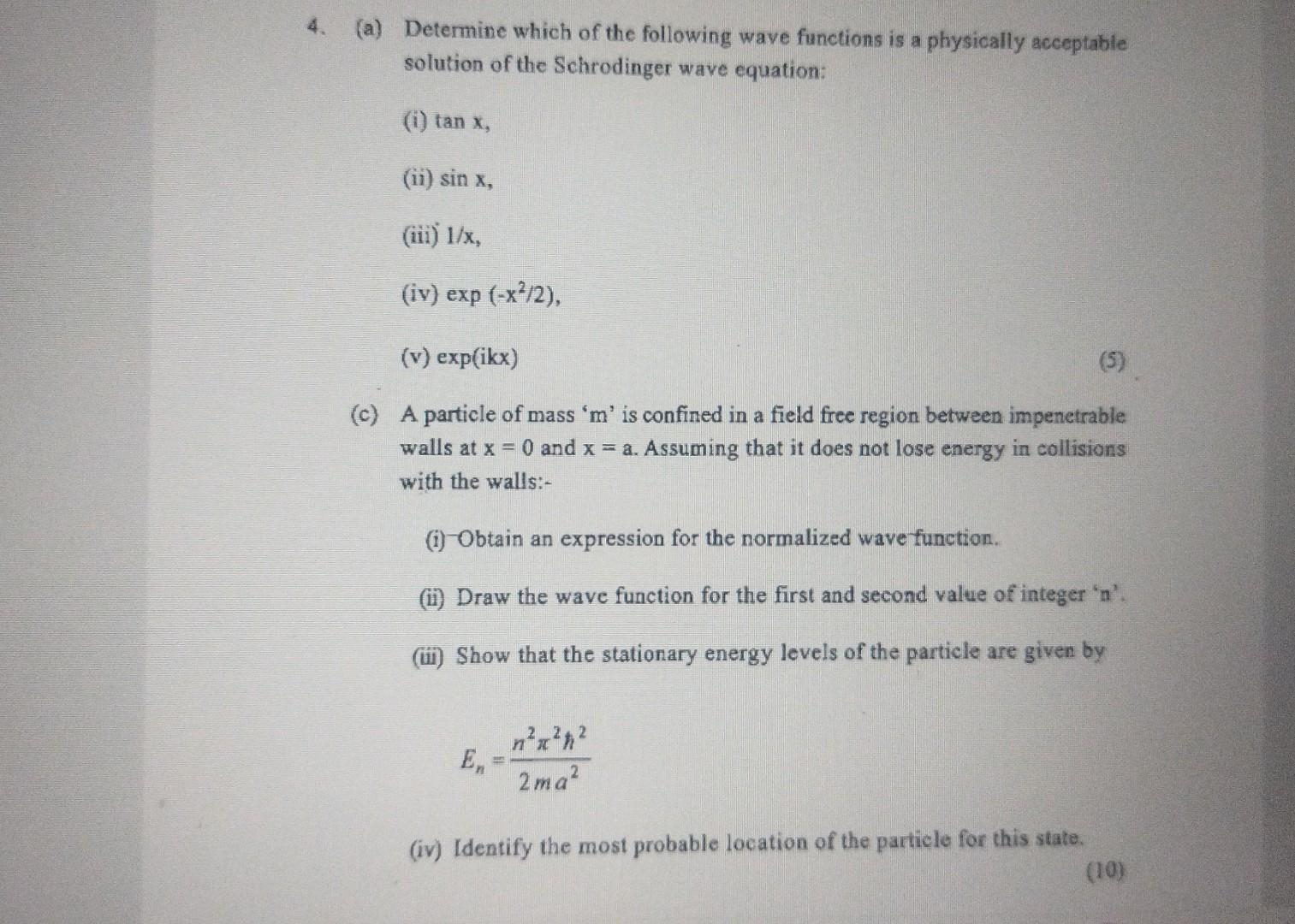 4. (a) Determine which of the following wave | Chegg.com