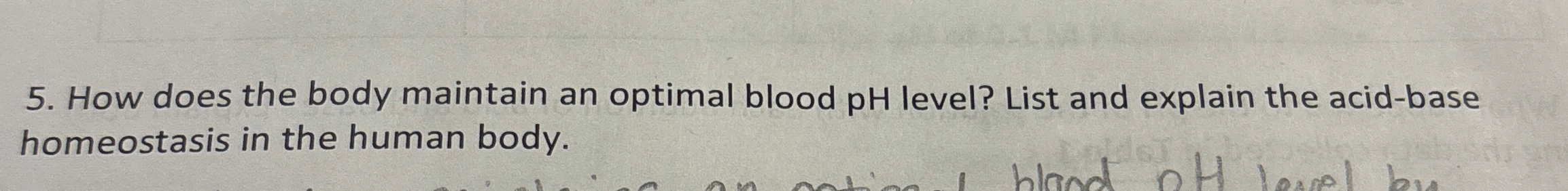 Solved How does the body maintain an optimal blood pH level? | Chegg.com