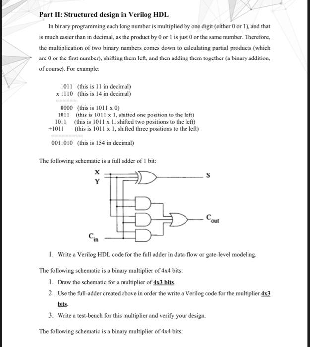 Part II: Structured design in Verilog HDL In binary | Chegg.com