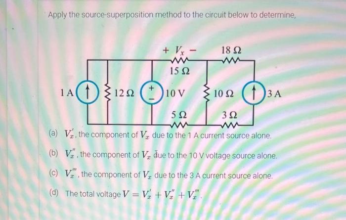 Solved Apply the source-superposition method to the circuit | Chegg.com