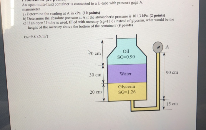 Solved An open multi-fluid container is connected to a | Chegg.com