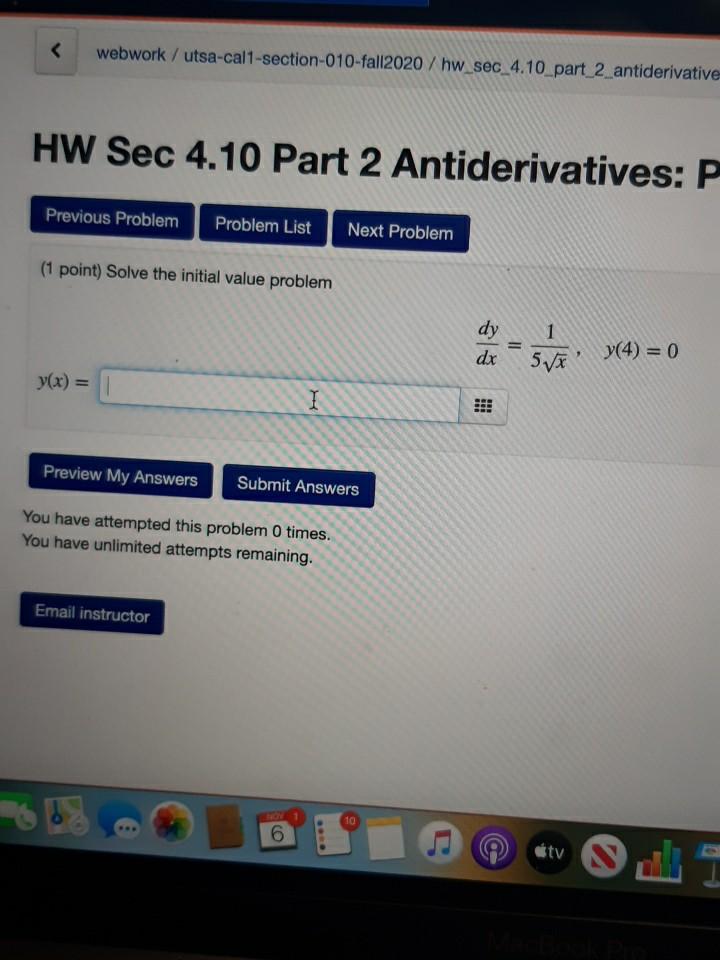 Solved webwork /utsa-cal1-section-010-fall2020 | Chegg.com