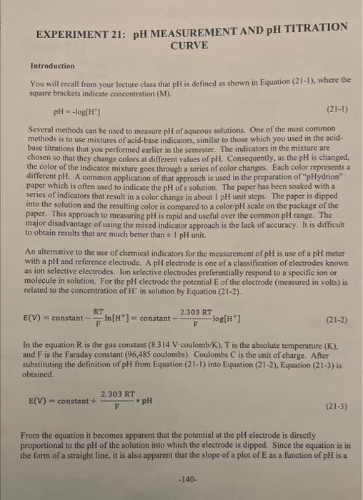 pH Measurement and pH Titration Curve Report Sheet | Chegg.com