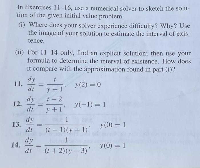 Solved In Exercises 11-16, use a numerical solver to sketch | Chegg.com
