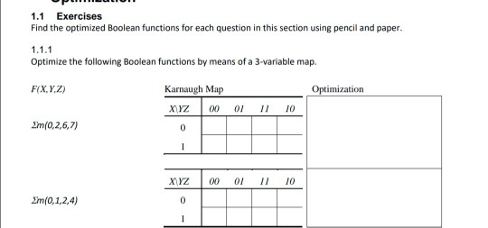 Solved 11 Exercises Find The Optimized Boolean Functions 8142