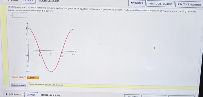 Solved The foliowing graph shows at least one complete cycle | Chegg.com