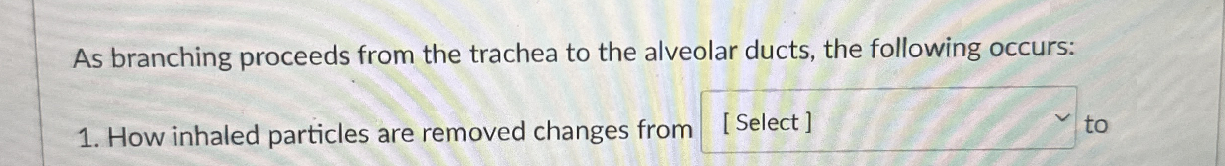 Solved As branching proceeds from the trachea to the | Chegg.com