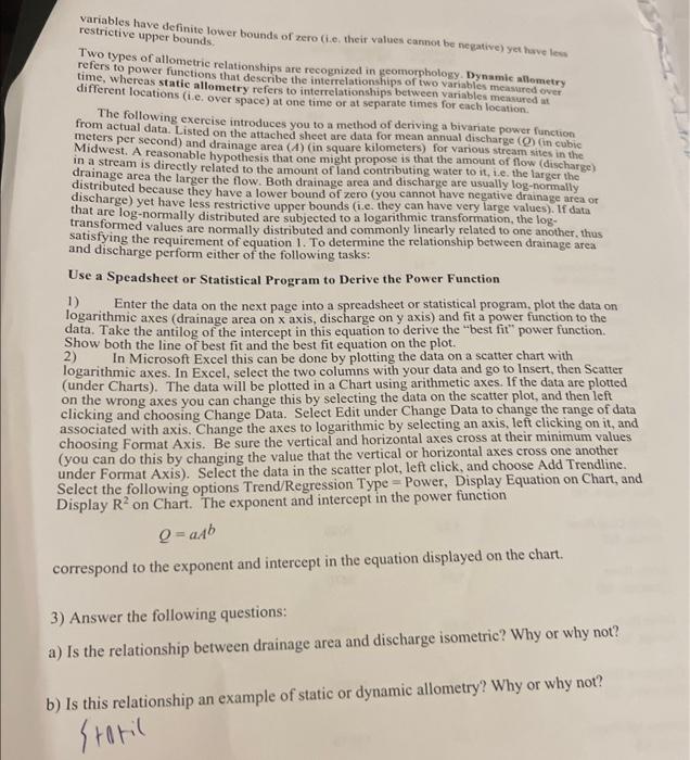 Solved Exercise 1. Power Functions and Allometry in | Chegg.com