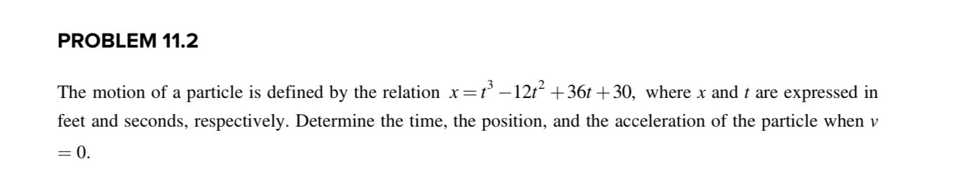 Solved PROBLEM 11.2The motion of a particle is defined by | Chegg.com