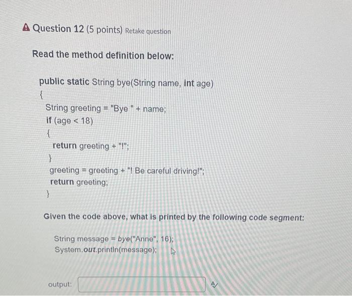 Solved Question 12 ( 5 points) Retake question Read the | Chegg.com Solved Question 12 ( 5 points) Retake question Read the | Chegg.com