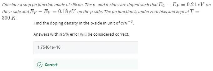 Solved Consider a step pn junction made of silicon. The p - | Chegg.com