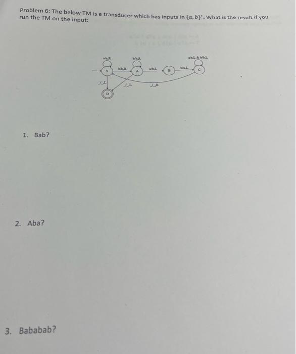 Solved Problem 6: The below TM is a transducer which has | Chegg.com