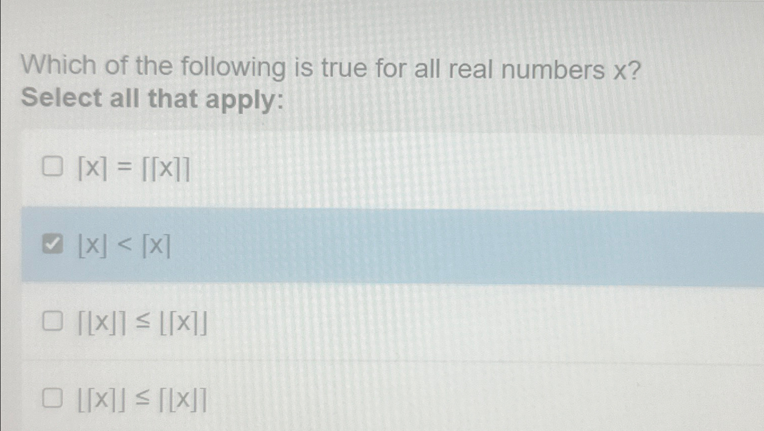 Solved Which of the following is true for all real numbers | Chegg.com