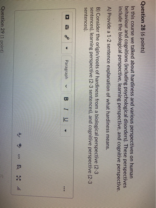 Solved Question 28 (6 points) In this course we talked about | Chegg.com