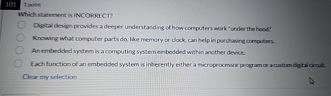 Solved 1011 ﻿pointWhich statement is INCORRECT?Digital | Chegg.com