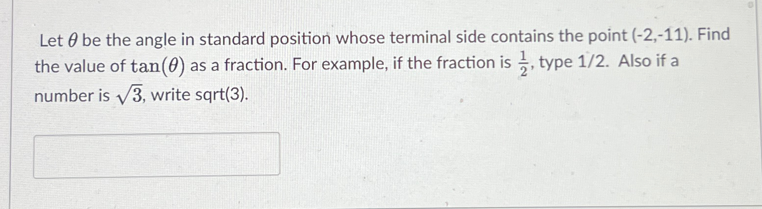 Solved Let θ ﻿be the angle in standard position whose | Chegg.com