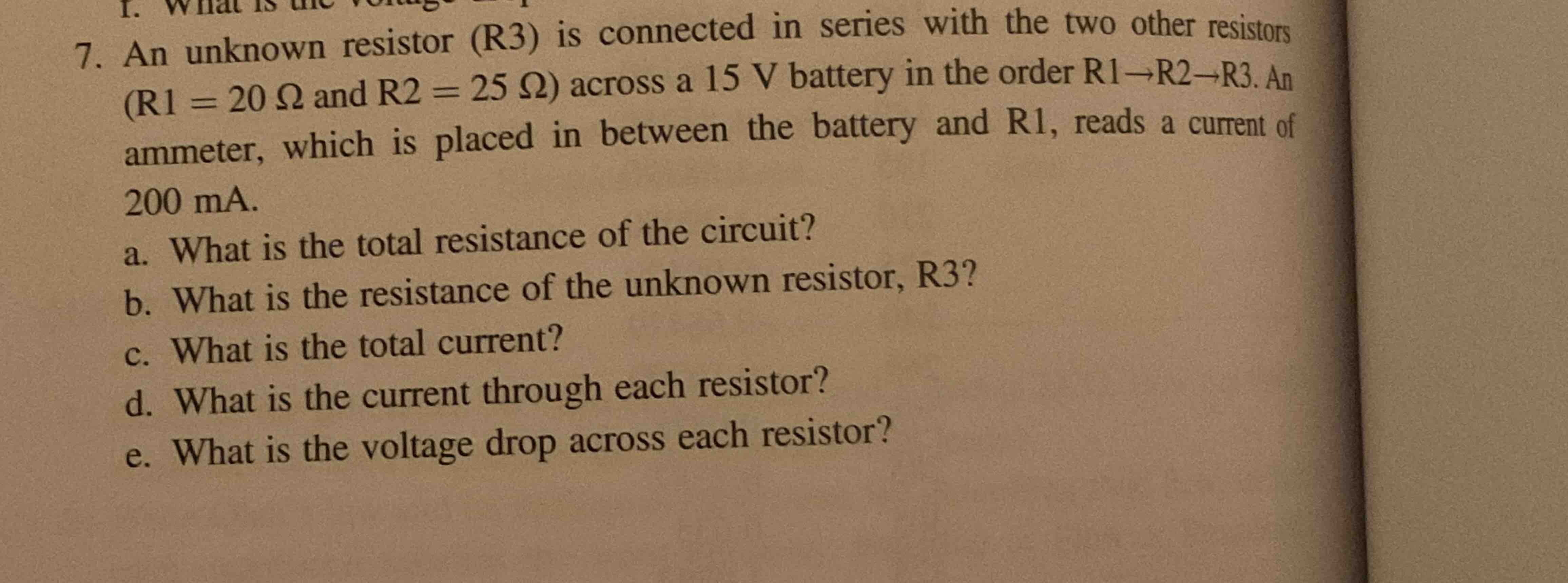 Solved yAn unknown resistor (R3) ﻿is connected in series | Chegg.com
