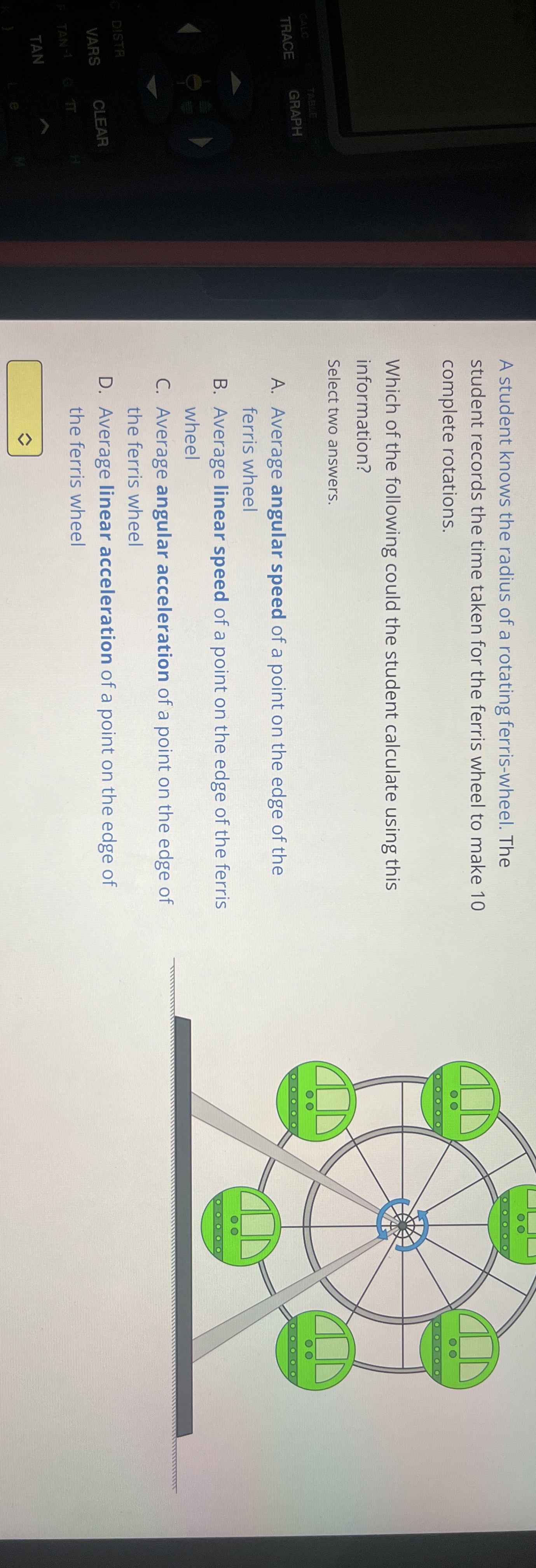 Solved A student knows the radius of a rotating | Chegg.com